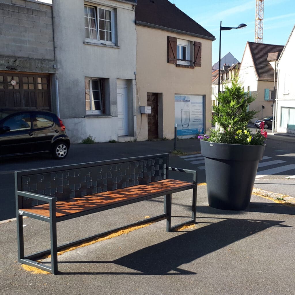 Banc public design métal et bois extérieur – Atech